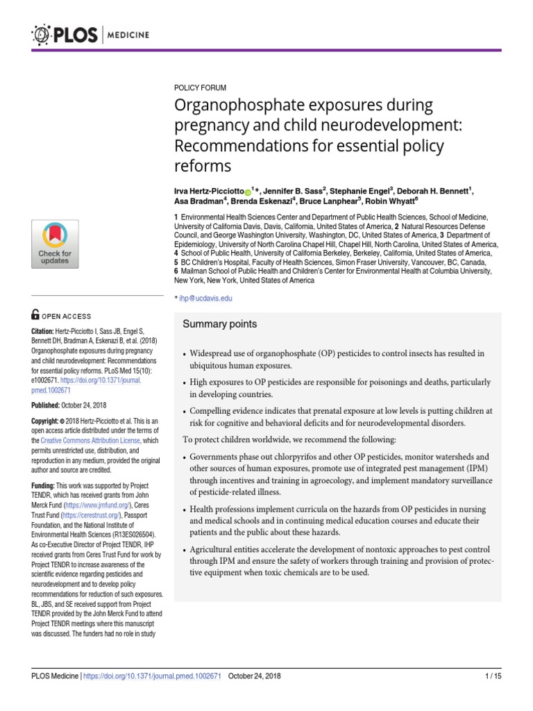OP Pesticide Paper - PLOS Medicine | PDF | Pesticide | Chemicals