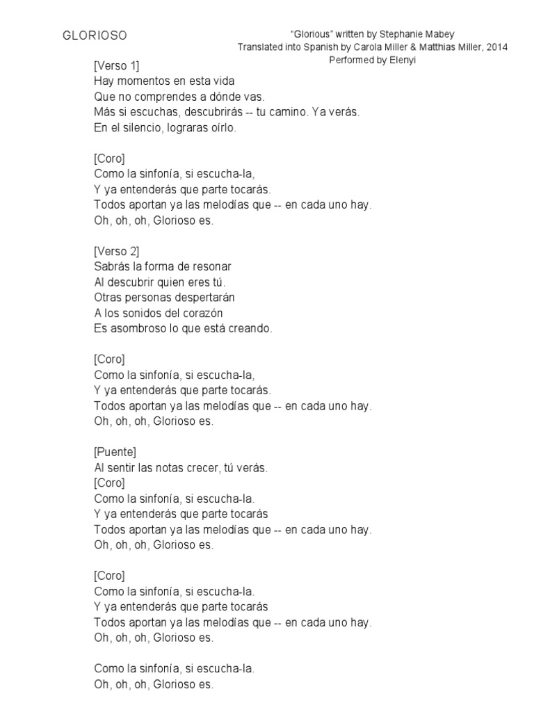 Glorioso - Letra (Lyrics in Spanish) | PDF | Arte