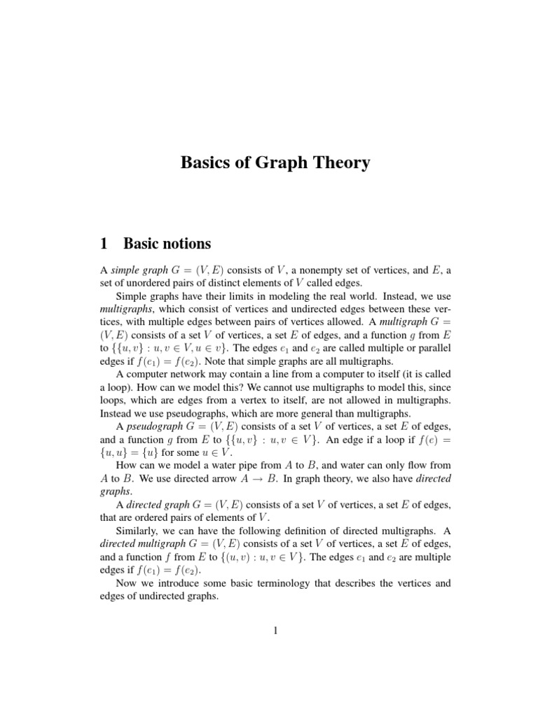 Basics of Graph Theory: 1 Basic Notions | PDF | Vertex (Graph Theory) | Graph Theory