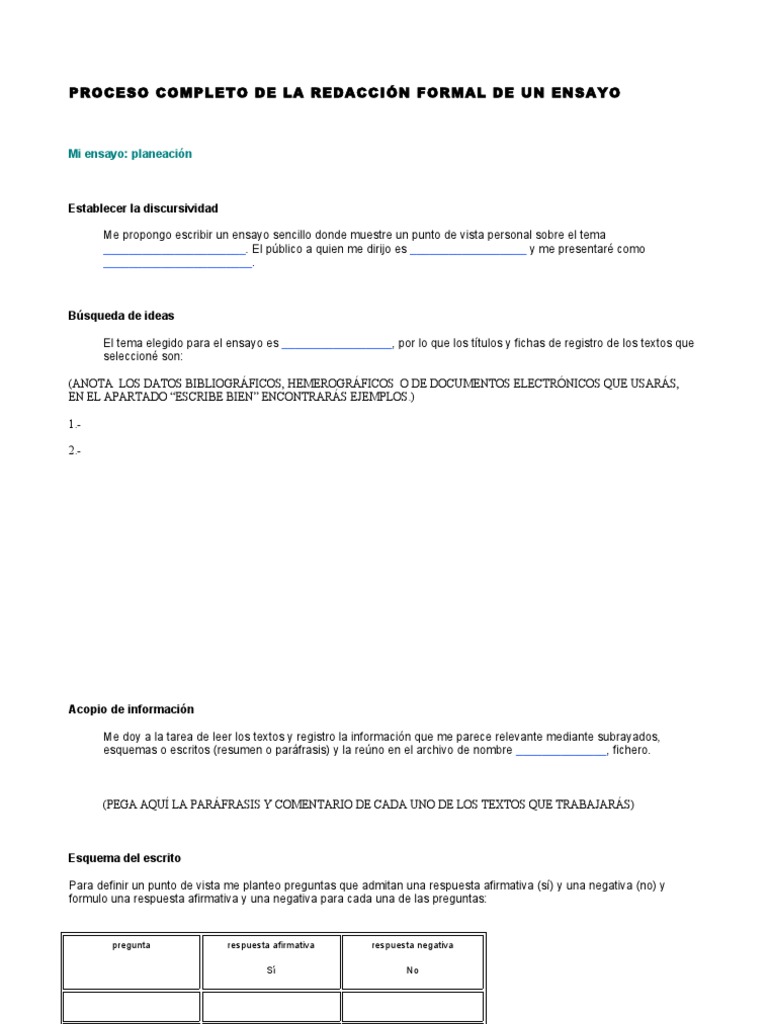 Guia Proceso Completo de La Redaccion Formal Ensayo | PDF | Ensayos ...