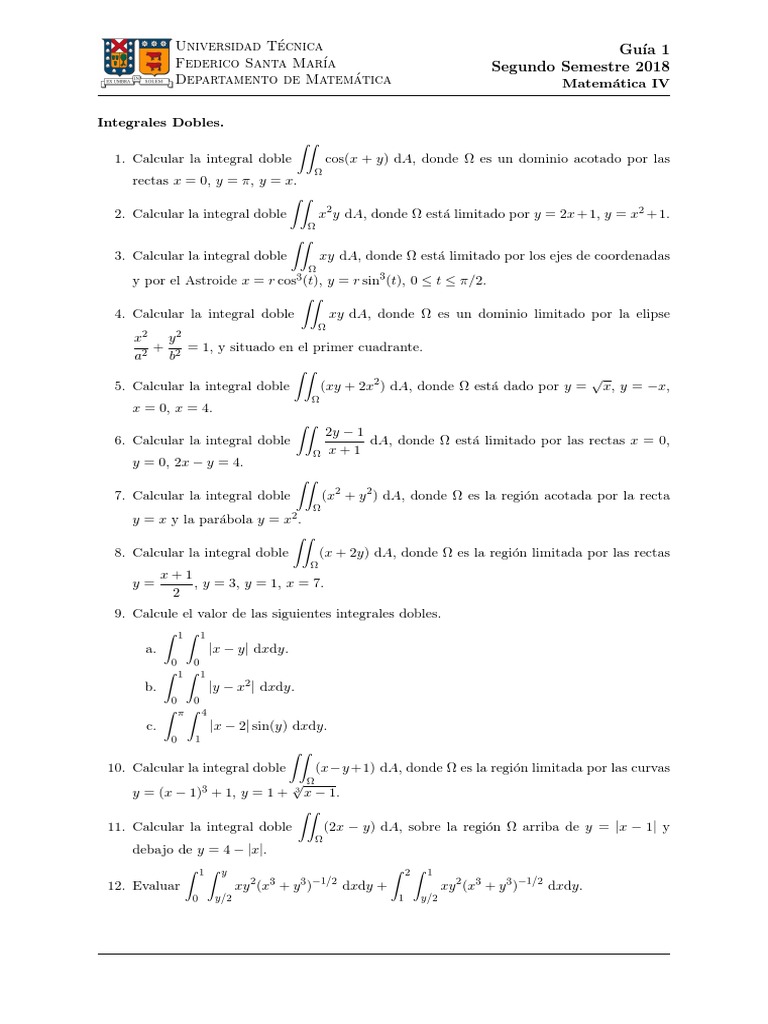 Guia 1 Mat-024 | PDF | Integral | Masa