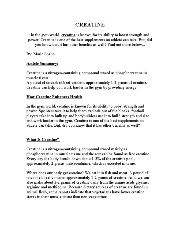 Creatine Bodybuilding | PDF | Dietary Supplements | Clinical Medicine
