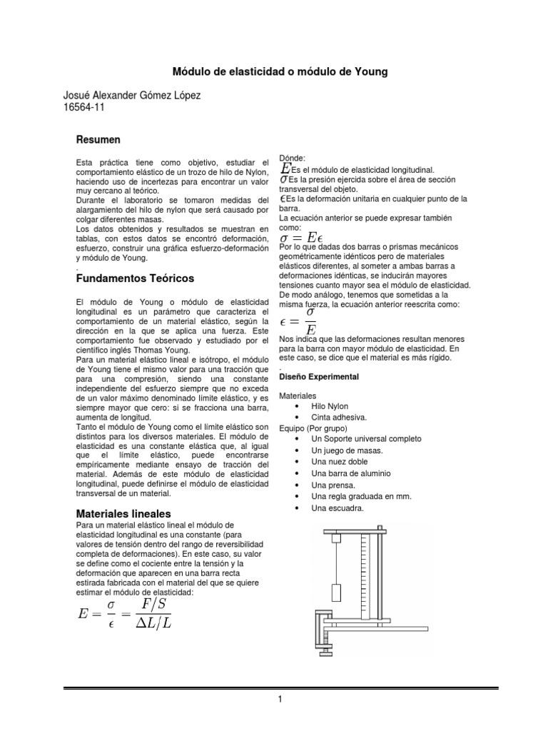 Laboratorio Modulo de Young | PDF | El módulo de Young | Ciencia de los ...