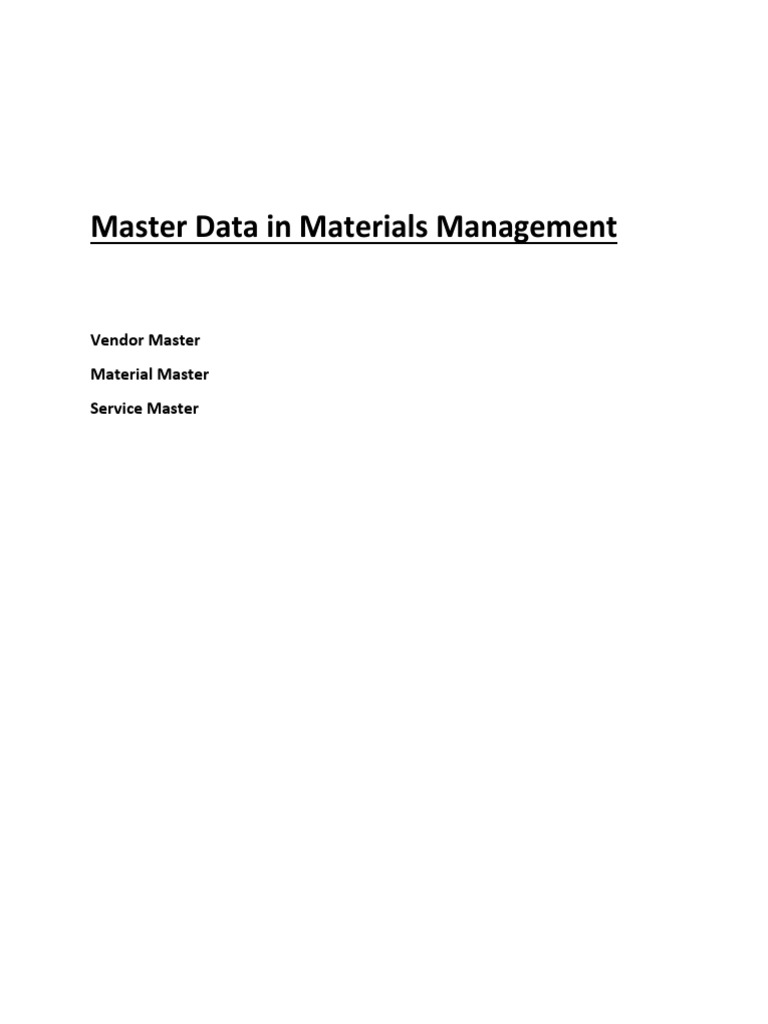 Vendor Master Data Management Guide | PDF | Finance & Money Management