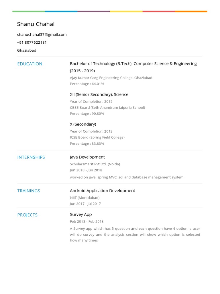 Shanu Chahal: B.Tech in Computer Science | PDF | Android (Operating ...