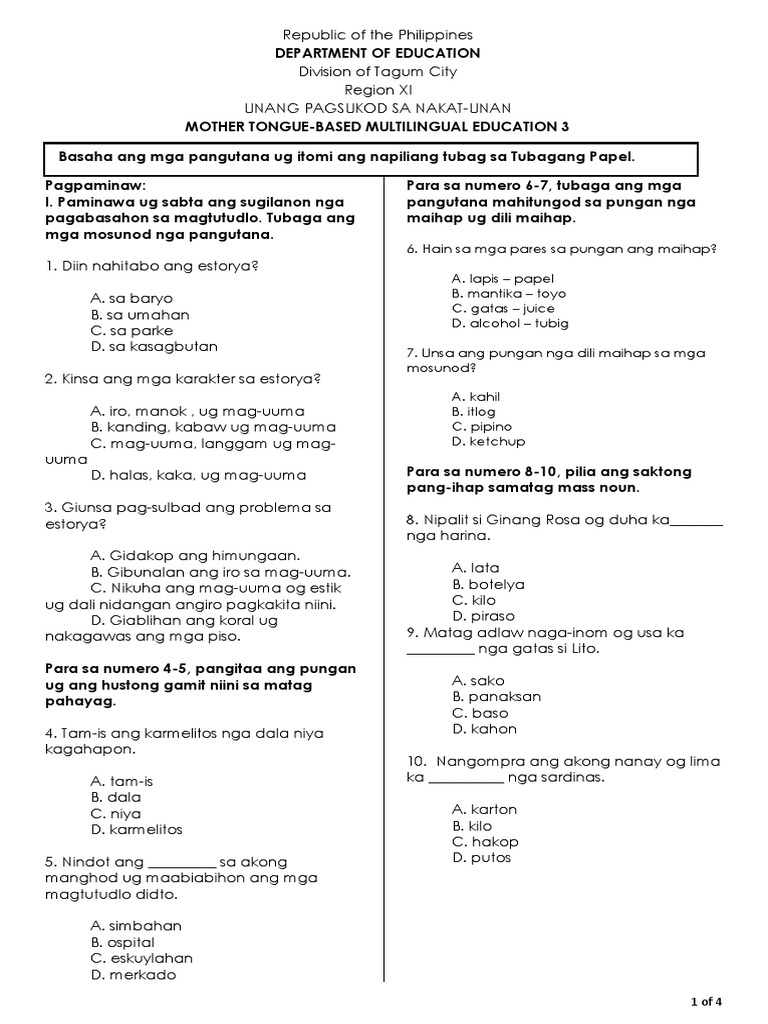 MTB 3 Final-1st-Grading | PDF