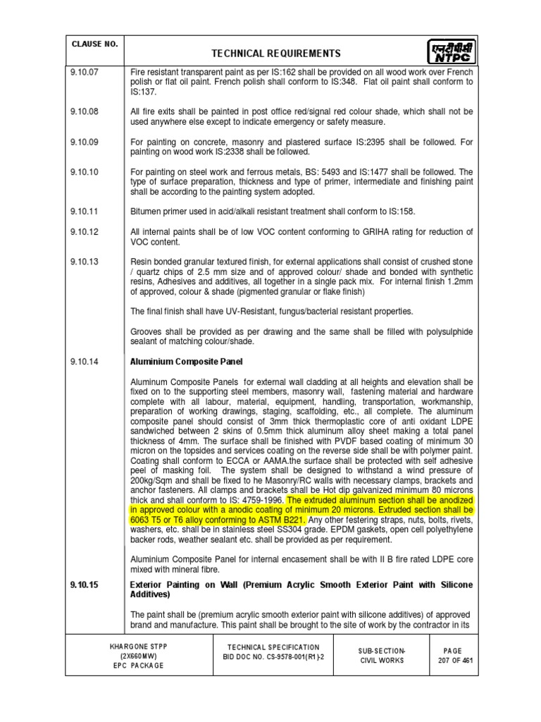 ACP Specification | PDF | Paint | Wall