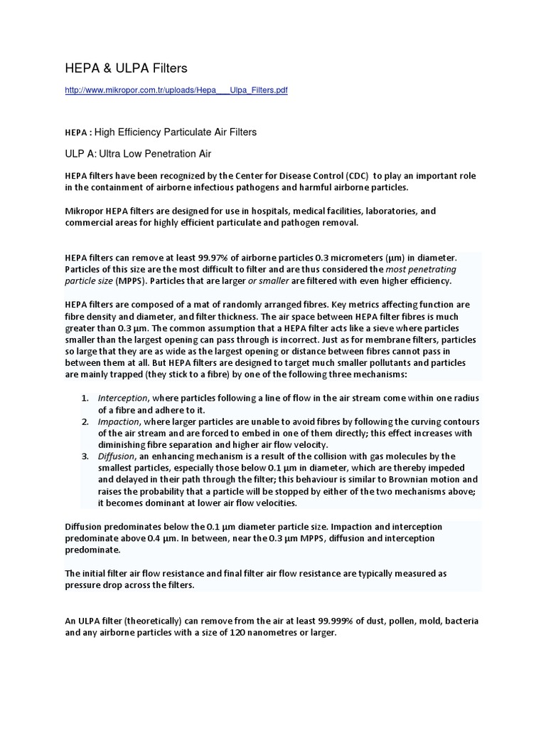 11-HEPA and ULPA Filters | PDF | Filtration | Chemical Engineering