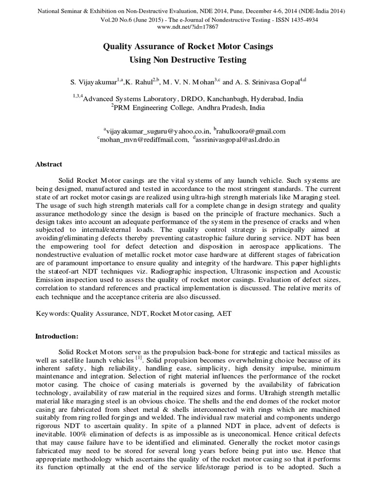 NDT for Rocket Motor Casings | PDF | Nondestructive Testing | Welding
