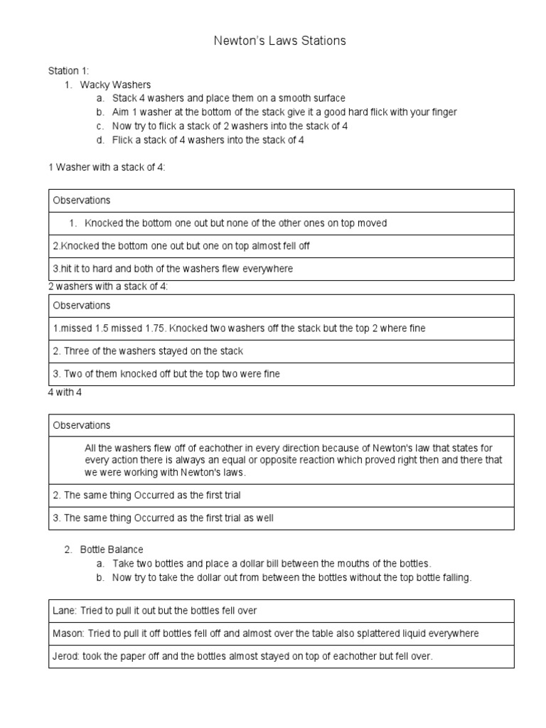 Newtons Laws Lab 1 | PDF | Force | Mass