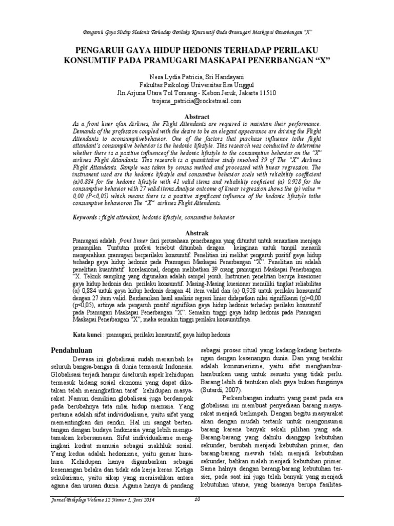 ID Pengaruh Gaya Hidup Hedonis Terhadap Per PDF | PDF