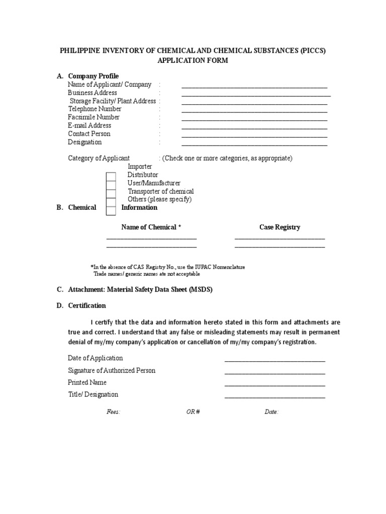 PICCS Application Form Guide | PDF