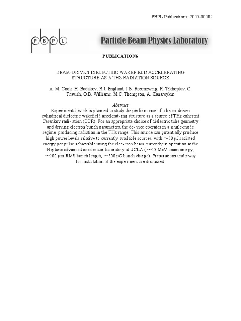 PUB00002 | PDF | Terahertz Radiation | Particle Accelerator