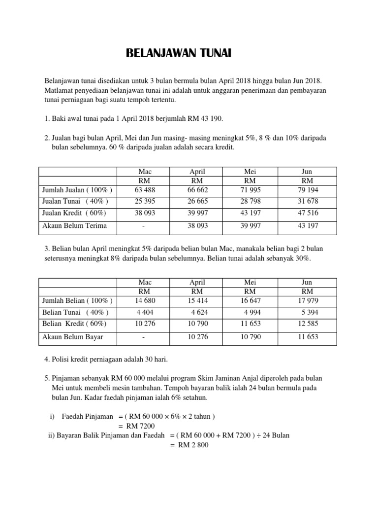 Belanjawan Tunai | PDF