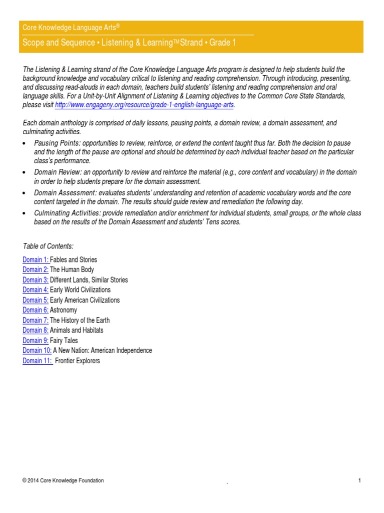 Ckla g1 LL Scope and Sequence PDF | PDF | Reading Comprehension ...