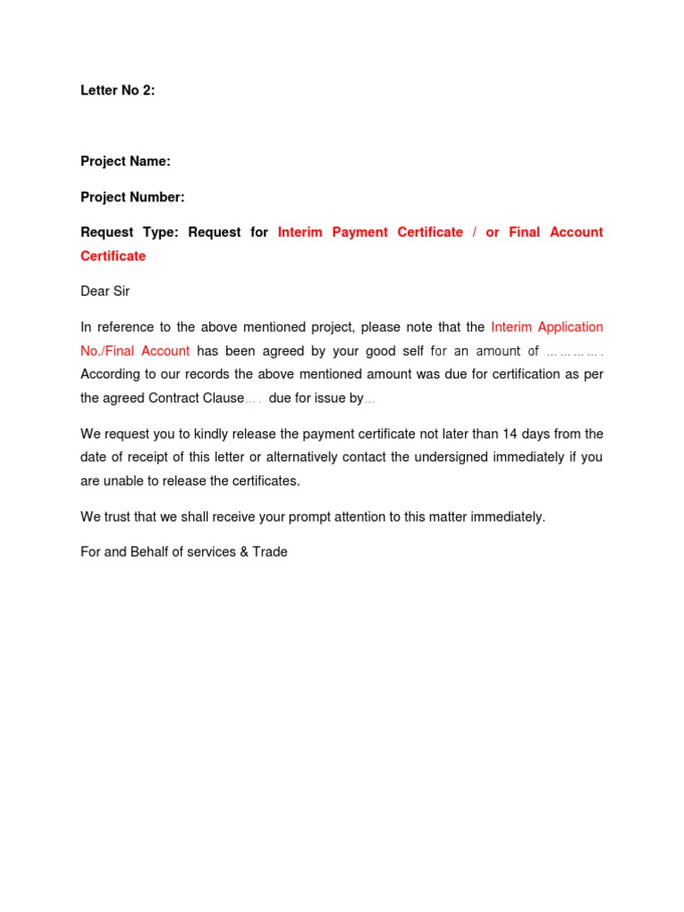 Letter No 2-Requesting Interim or Final Account | PDF | Finance & Money ...