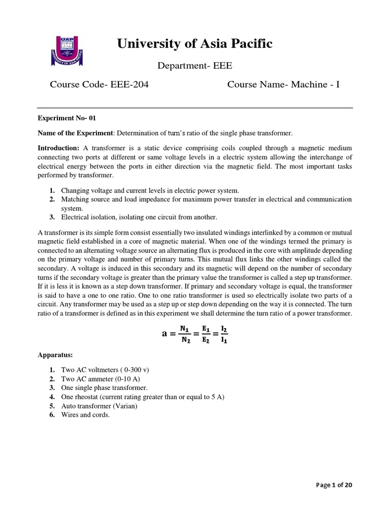 University of Asia Pacific: Department-EEE Course Code - EEE-204 Course ...