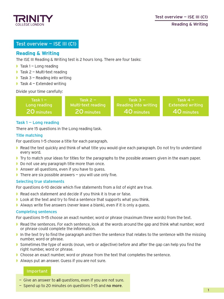 Test Overview ISE III (C1) | PDF | Question | Phrase