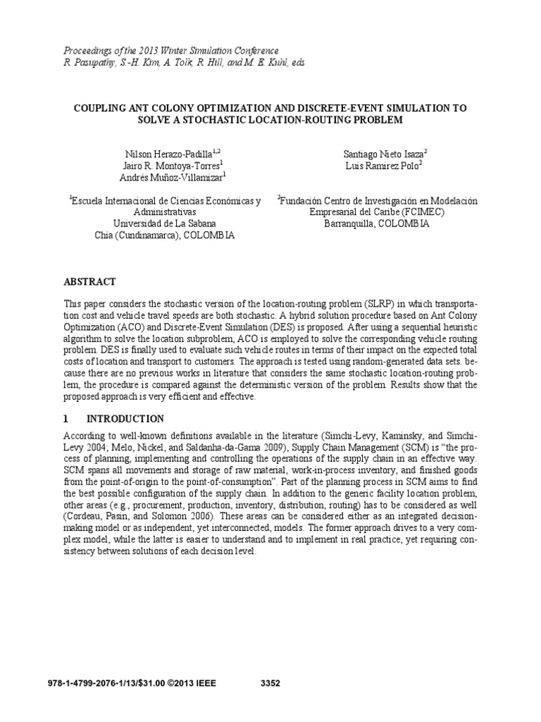 Coupling Ant Colony Optimization and Discrete-Event Simulation To Solve A Stochastic Location ...