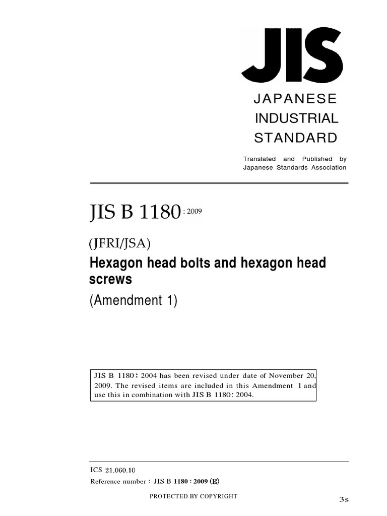 Jis B 1180 Amd 1-2009 | PDF | Screw | Standardization
