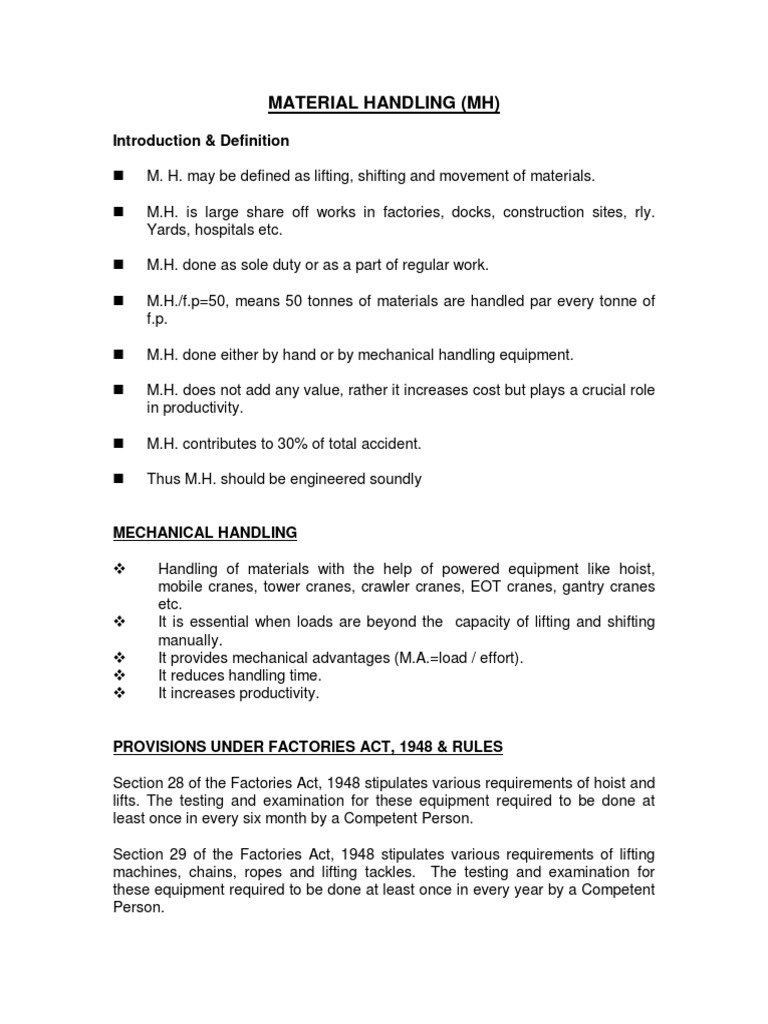 Safety in Material Handling PDF | Download Free PDF | Crane (Machine ...