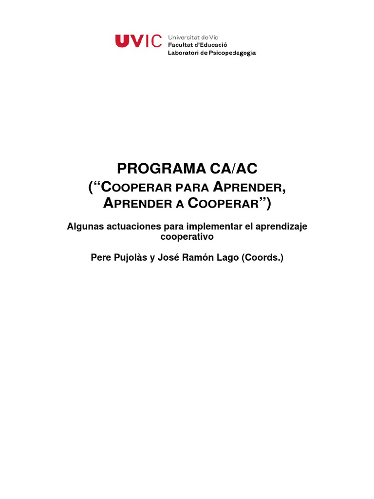 Proyecto Pac Programa CA-Ac | PDF | Salón de clases | Aprendizaje