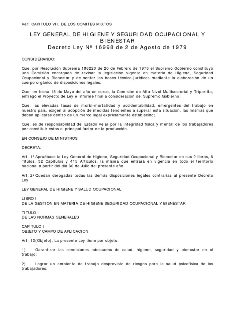Ley de Higiene, Seguridad Ocupacional y Bienestar | PDF | Seguridad | Bienestar
