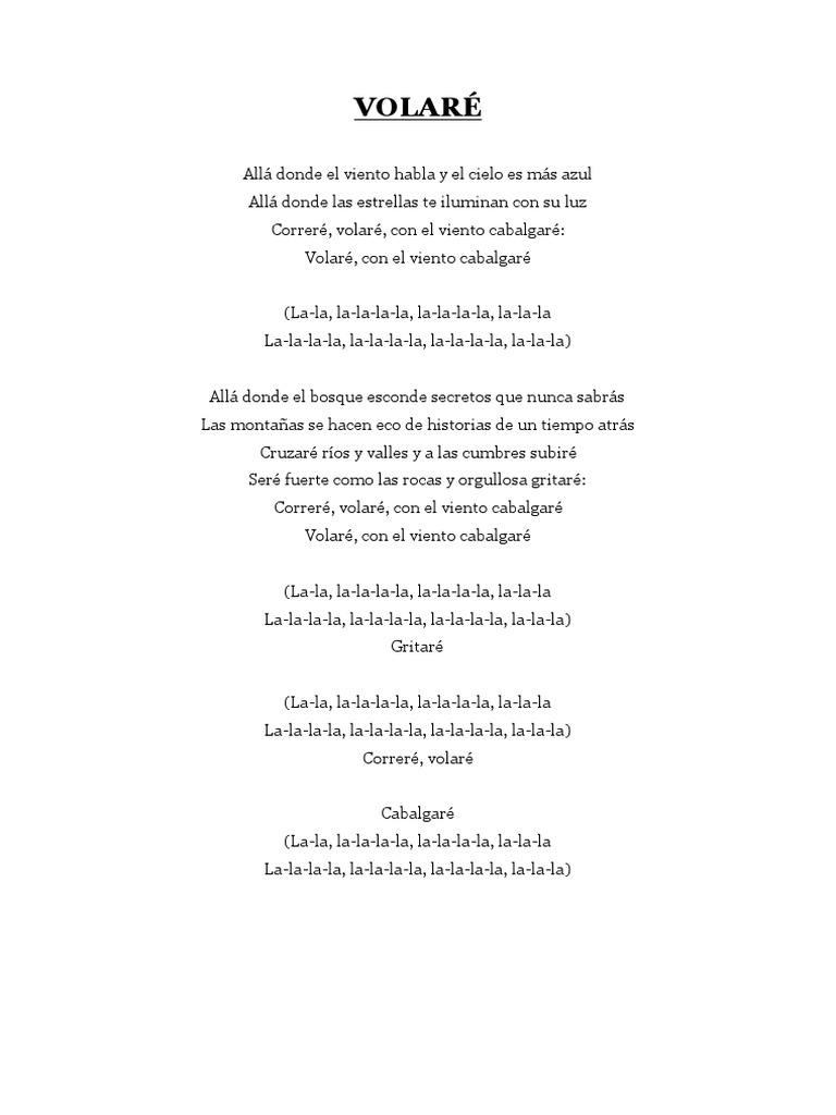Letra Volaré | PDF