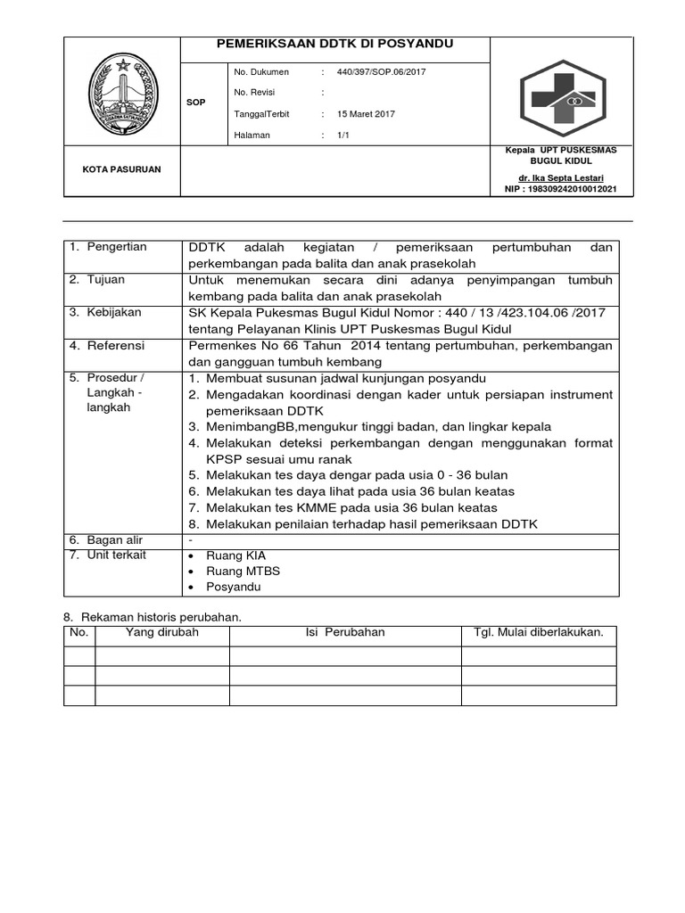 Sop DDTK Posyandu | PDF