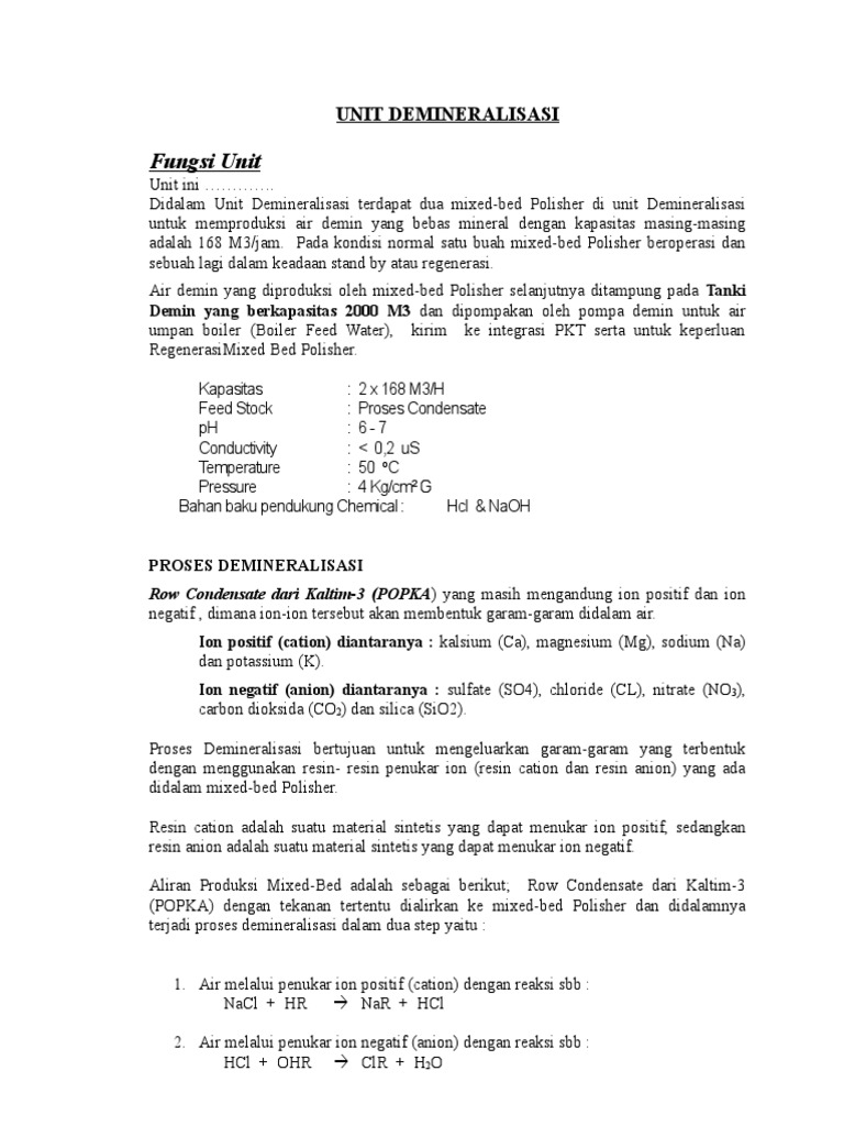 Proses dan Regenerasi Unit Demin | PDF | Griya & Taman | Sains & Matematika