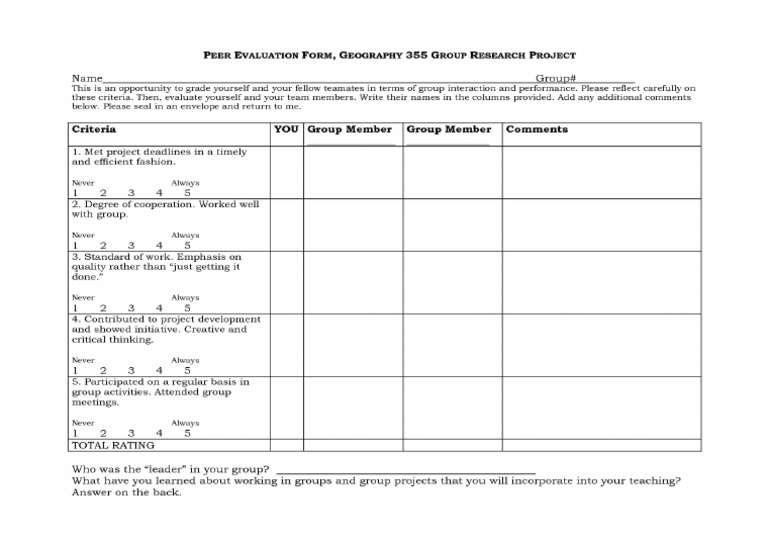 Peer Assessment Rubric | PDF