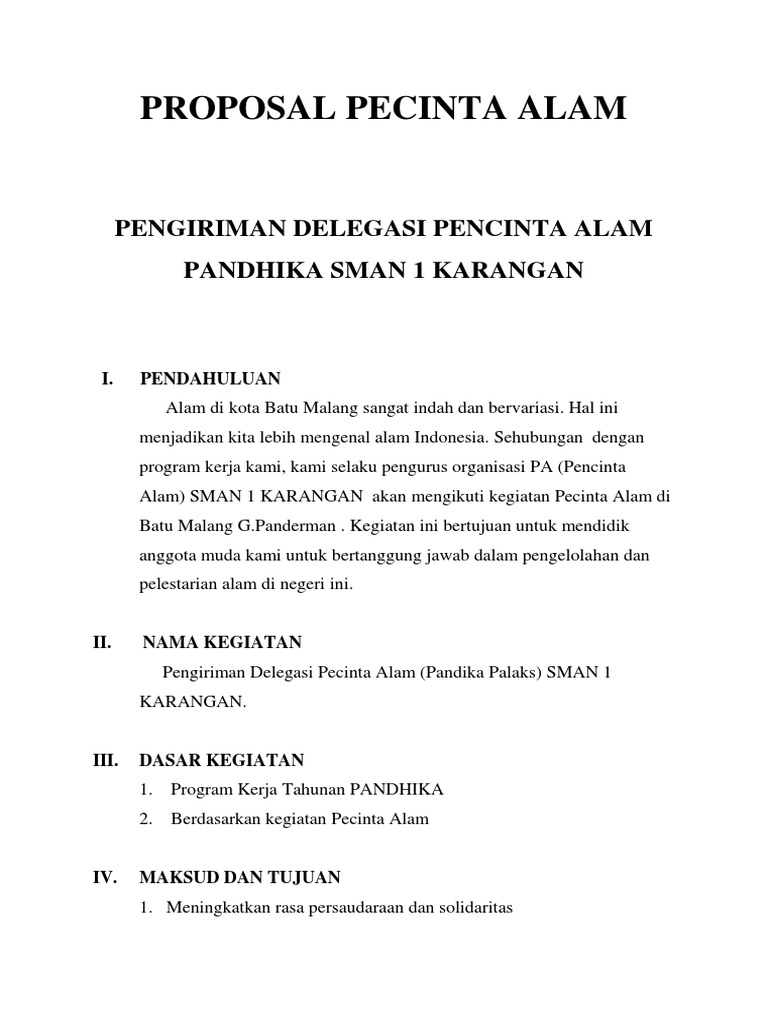 Proposal Pecinta Alam | PDF | Griya & Taman | Sains & Matematika