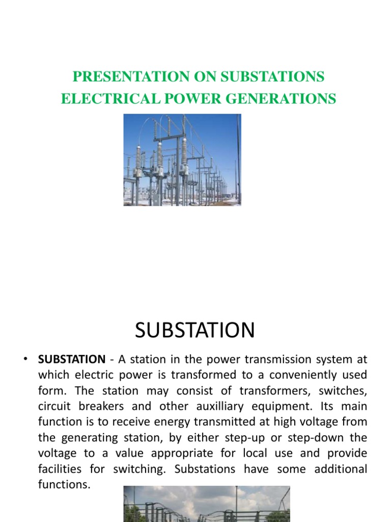 Presentation On Substations Electrical Power Generations | PDF ...