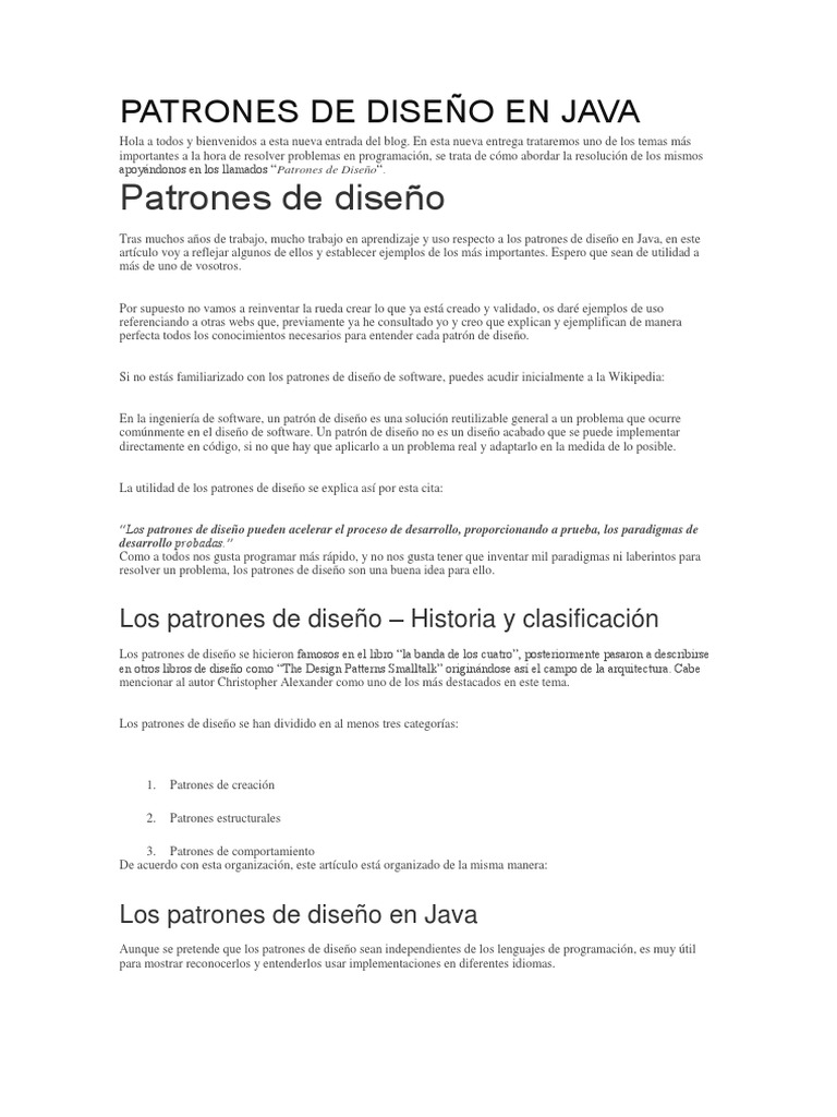 Patrones de Diseño en Java | PDF | Diseño | Ingeniería de software