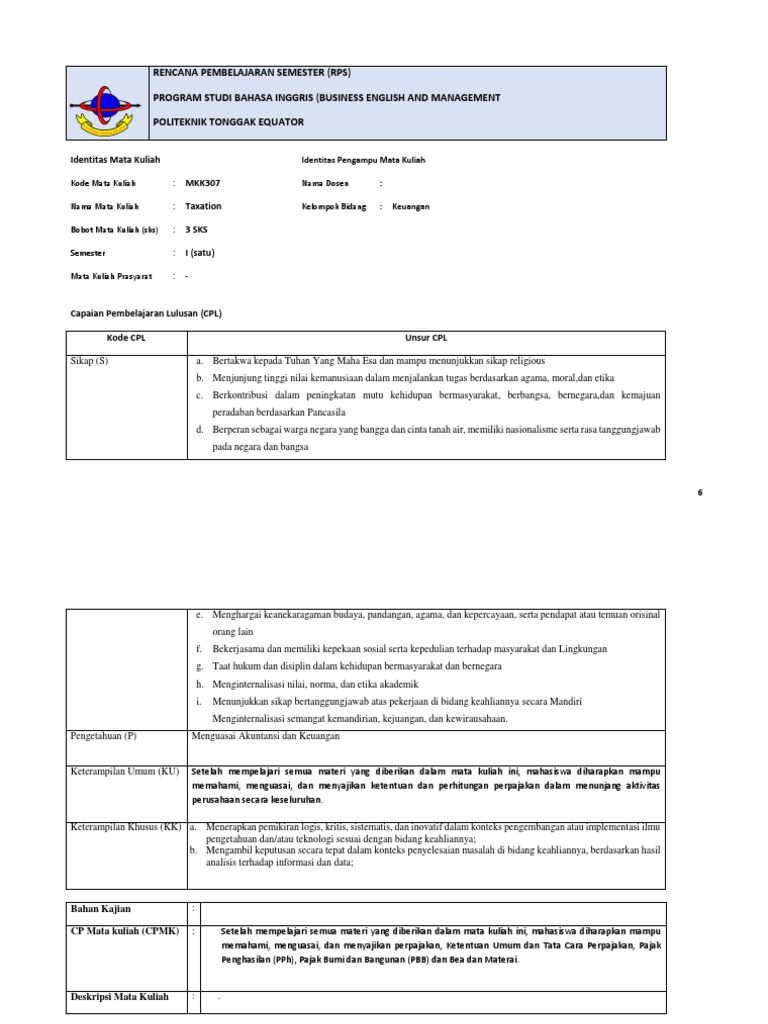 Contoh RPS | PDF | Bisnis