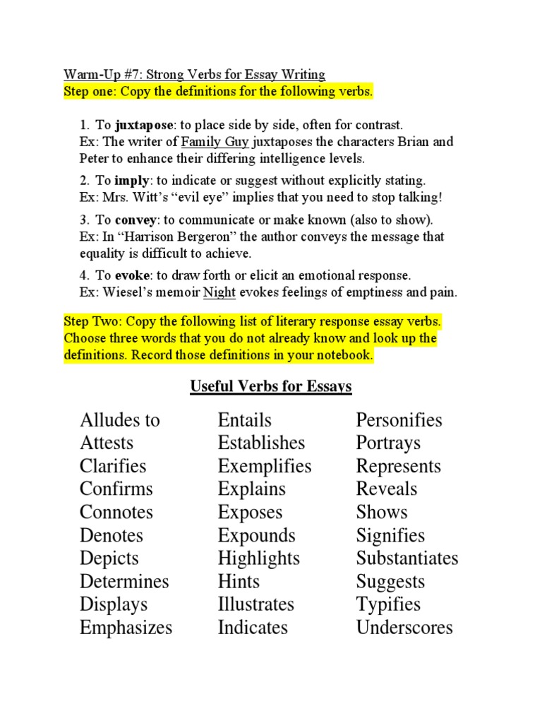 Essay Verbs 2 | PDF