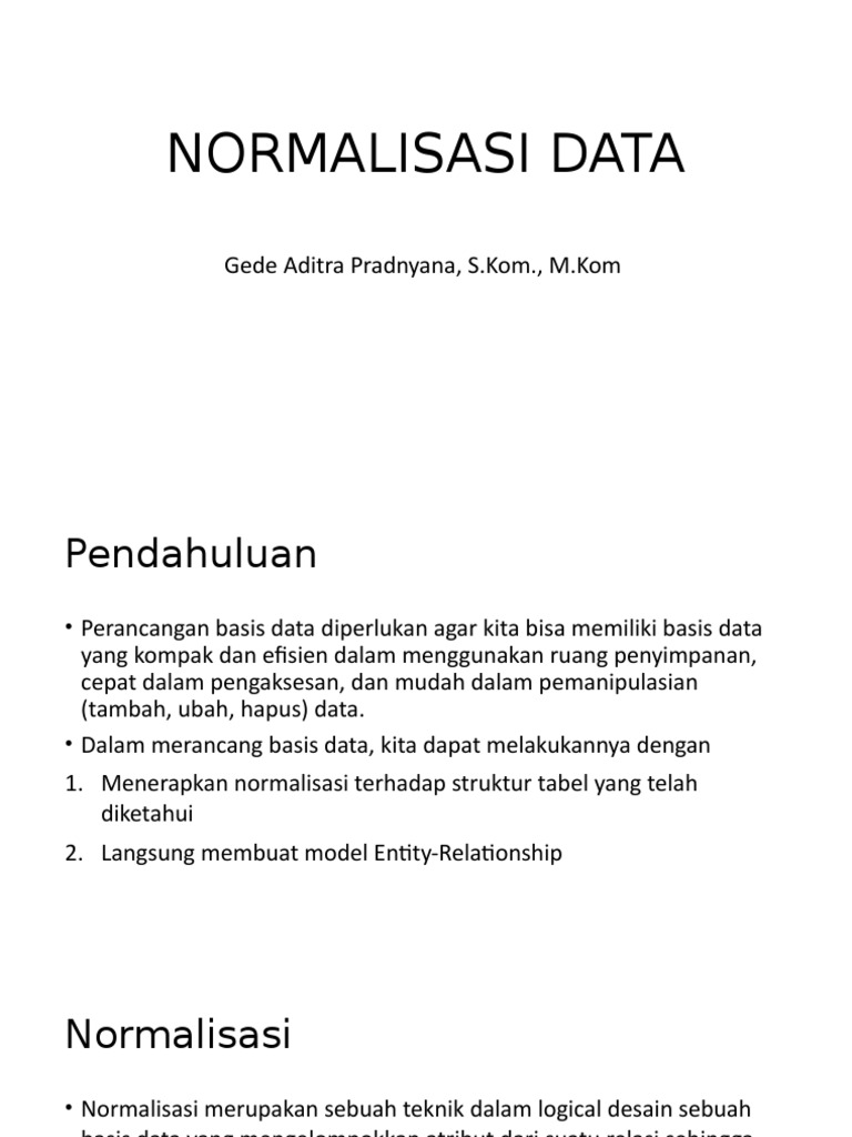 Normalisasi Data | PDF