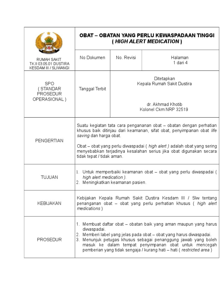 Obat2 High Alert Med | PDF