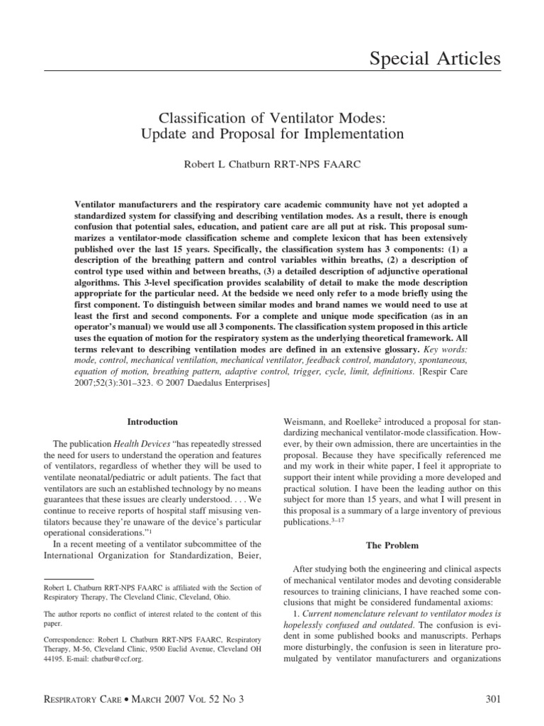 Mechanical Ventilation Classification | Download Free PDF | Respiration ...