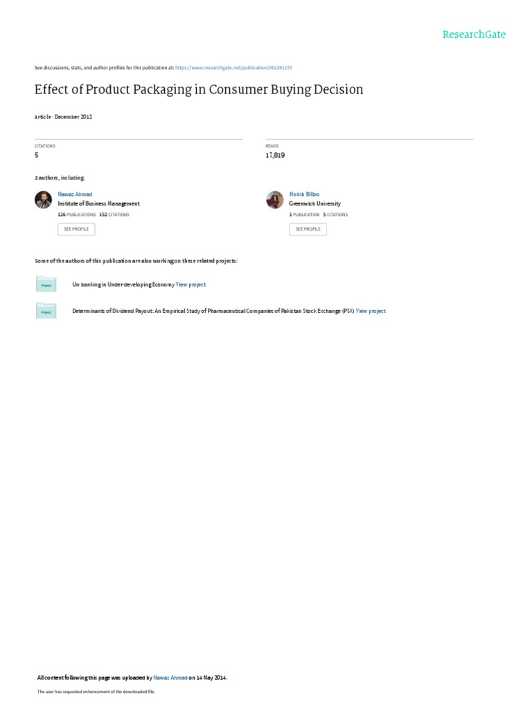 Final Effects of Product Pacakging | PDF | Errors And Residuals | Brand