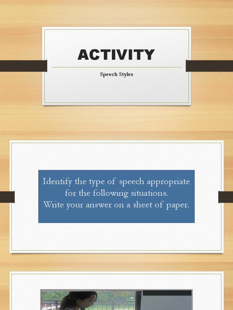 Speech Style Activity Edited | PDF | Learning | Communication