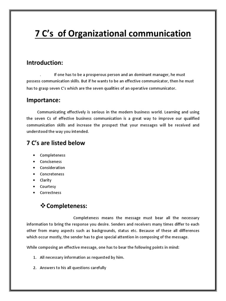 7 C's of Communications | PDF | Accuracy And Precision | Communication