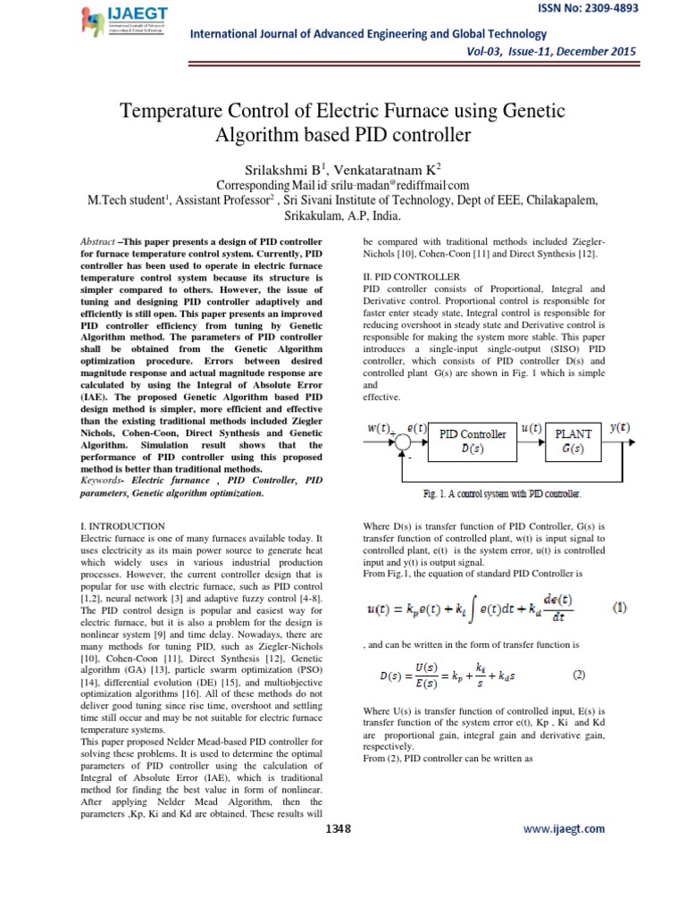 Genetic Algorithm PID for Furnace Control | PDF | Control Theory ...
