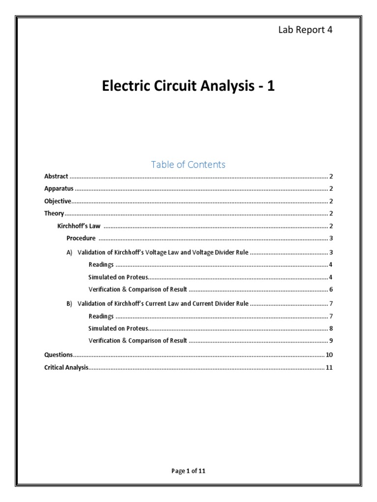 Electric Circuit Analysis - 1: Lab Report 4 | PDF | Series And Parallel ...