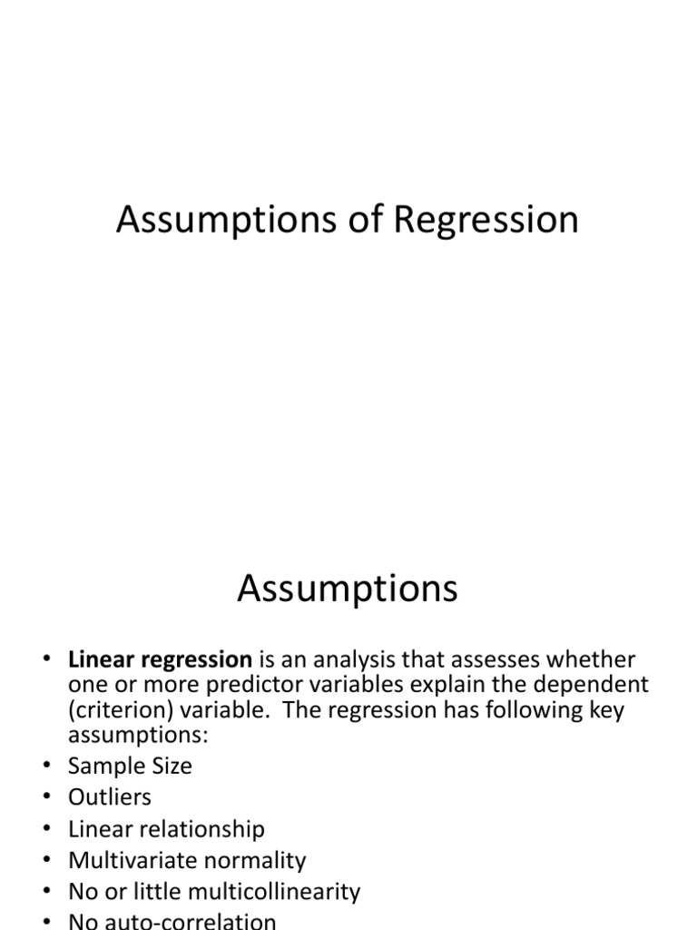 Assumptions of Regression | PDF | Multicollinearity | Regression Analysis