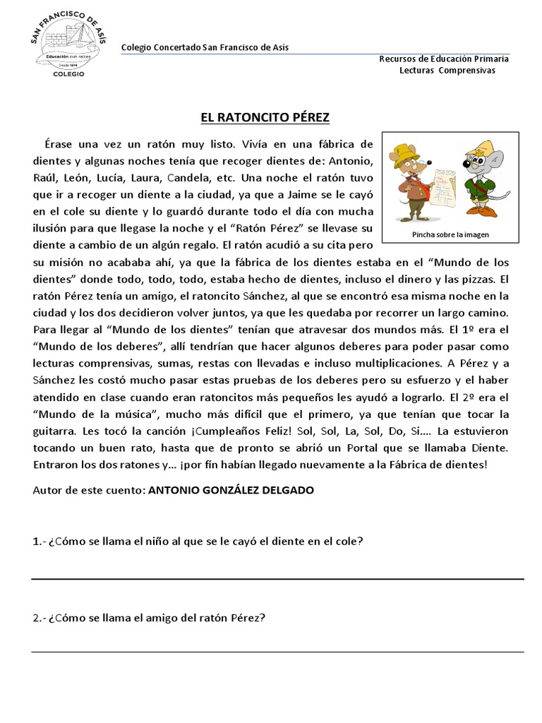 El Ratoncito Pérez | PDF | Hada de los dientes | Ocio