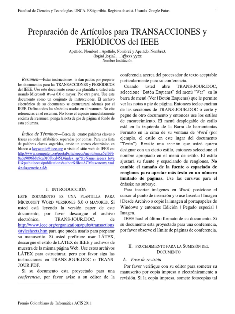 Formato Articulos IEEE | PDF | Comillas | Microsoft Word