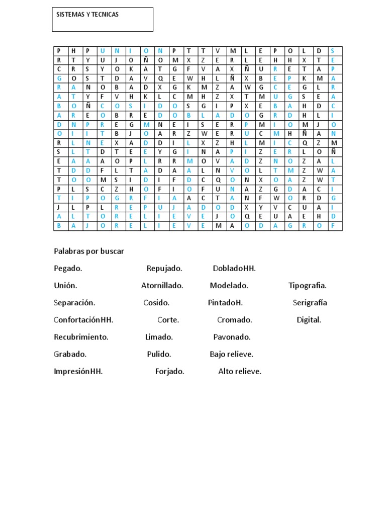 Sopa de Letras Sistemas y Tecnicas | PDF Sopa de Letras Sistemas y Tecnicas | PDF