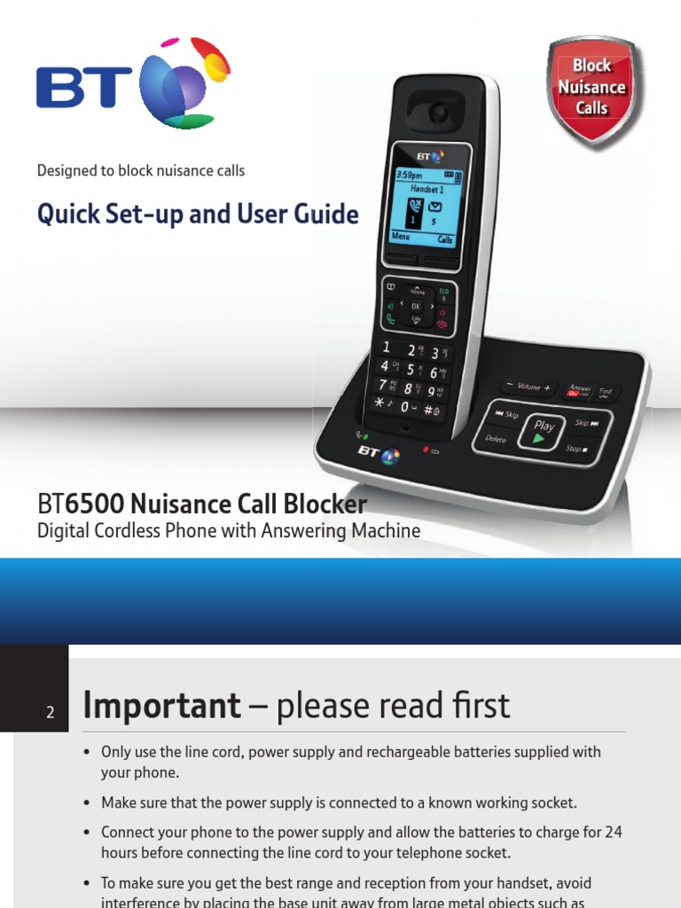 BT6500 User Guide (Ed.5) | PDF | Ac Power Plugs And Sockets | Telephone