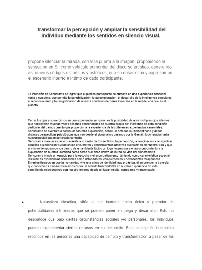 Sensorama | PDF | Percepción | Vida